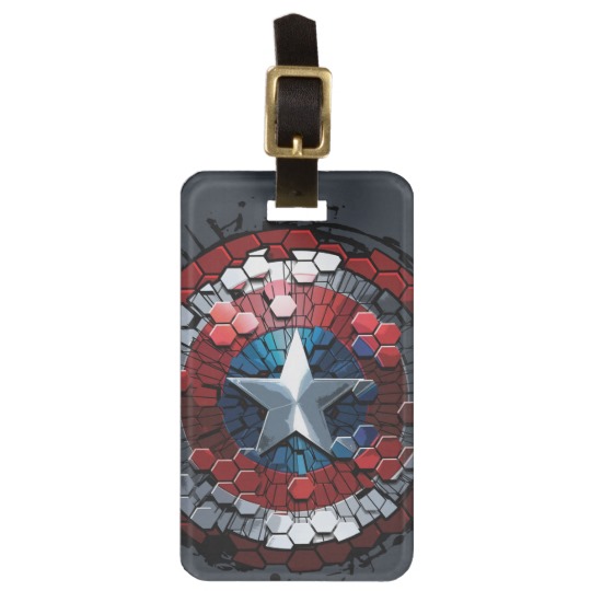 Captain America Hexagonal Ink Splatter Shield Luggage Tag
