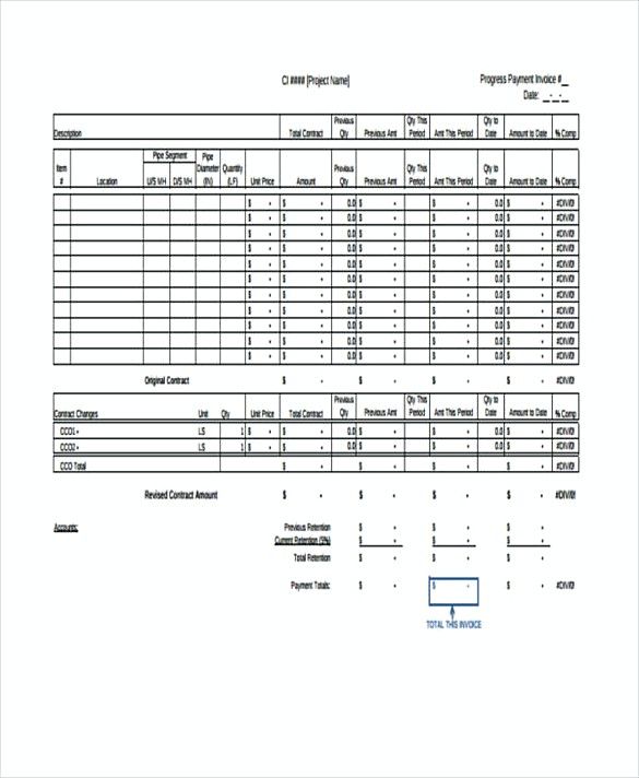 Progress Billing For Construction Sample - Invoice Template