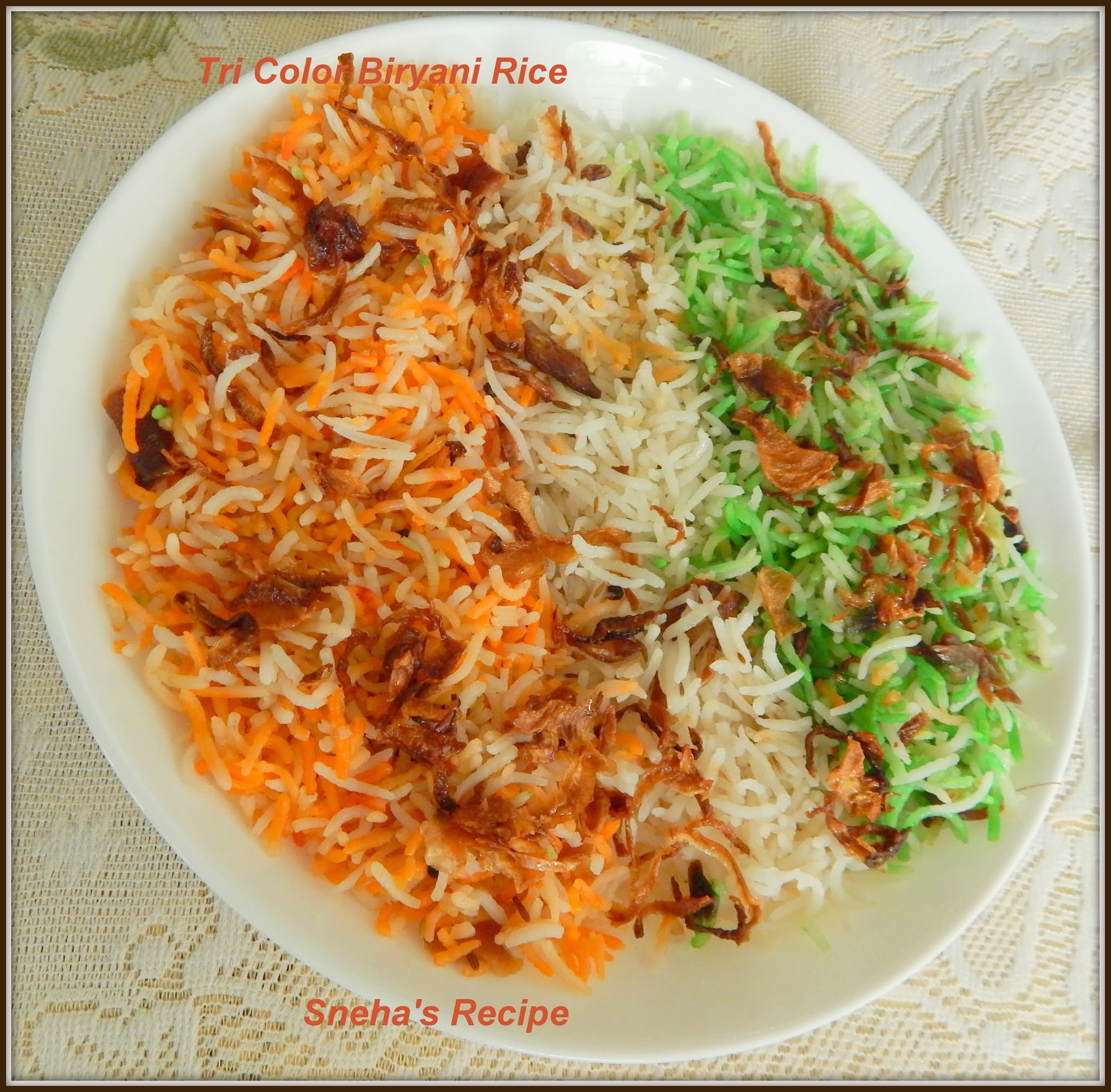 Tri Color Biryani Rice - Sneha's Recipe