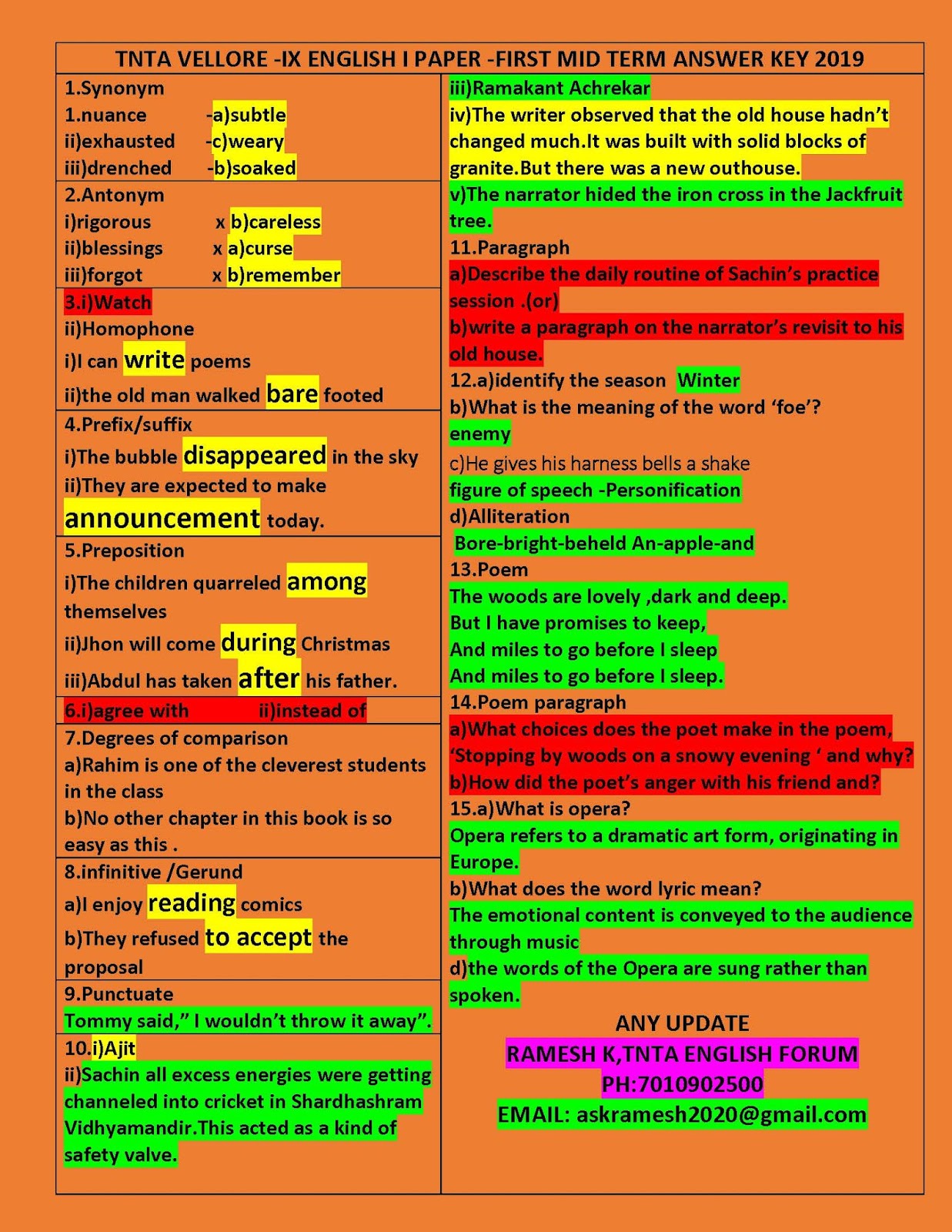 Ghskunnathurenglish 8th 9th FIRST MID TERM ANSWER KEYS ghskunnathurenglish-8th-9th-first-mid-term-answer-keys