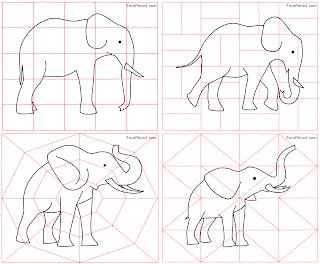 Four grid: Free printable Elephant grid line drawing worksheet/activity ...