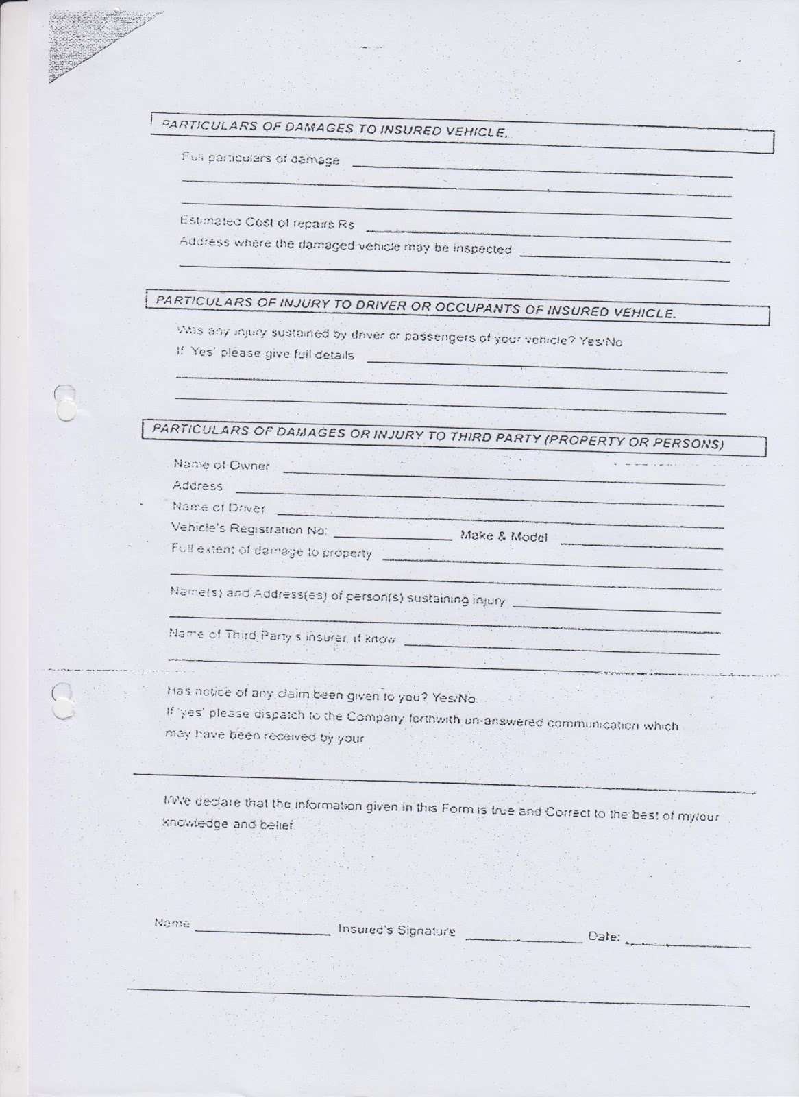 Classic Auto Zone: Askari Insurance Motor Claim Form