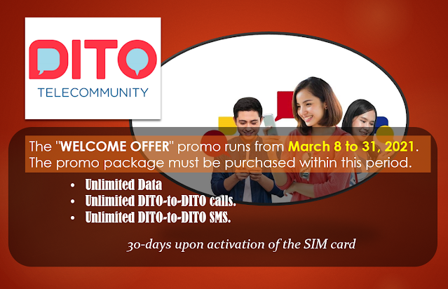 DITO Promo WELCOME OFFER with 30 days Unli SMS Calls and Internet Data ...