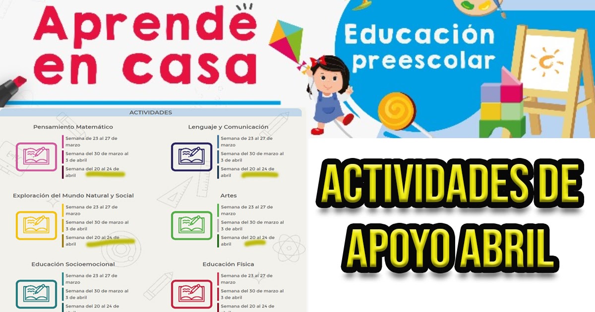 Recursos de apoyo "aprende en casa" actividades de abril para preescolar