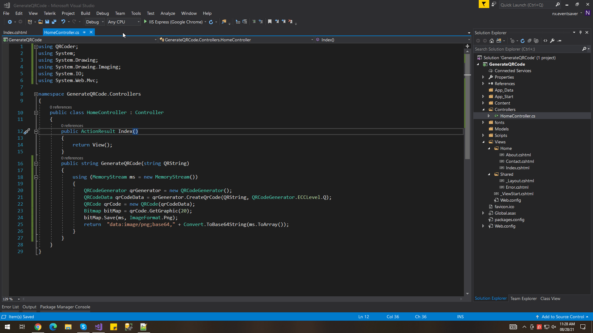 Generate and Display QR Code Image Using ASP.NET MVC