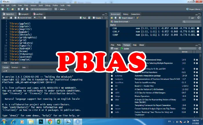 Calculate percent bias using rstudio
