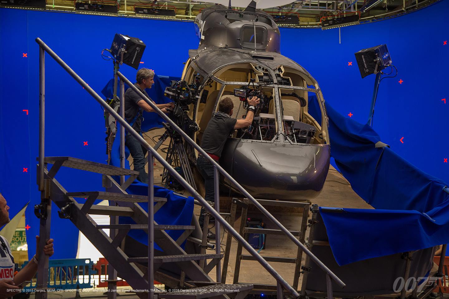 007 TRAVELERS: Blofeld’s helicopter was shot on C Stage at Pinewood Studios