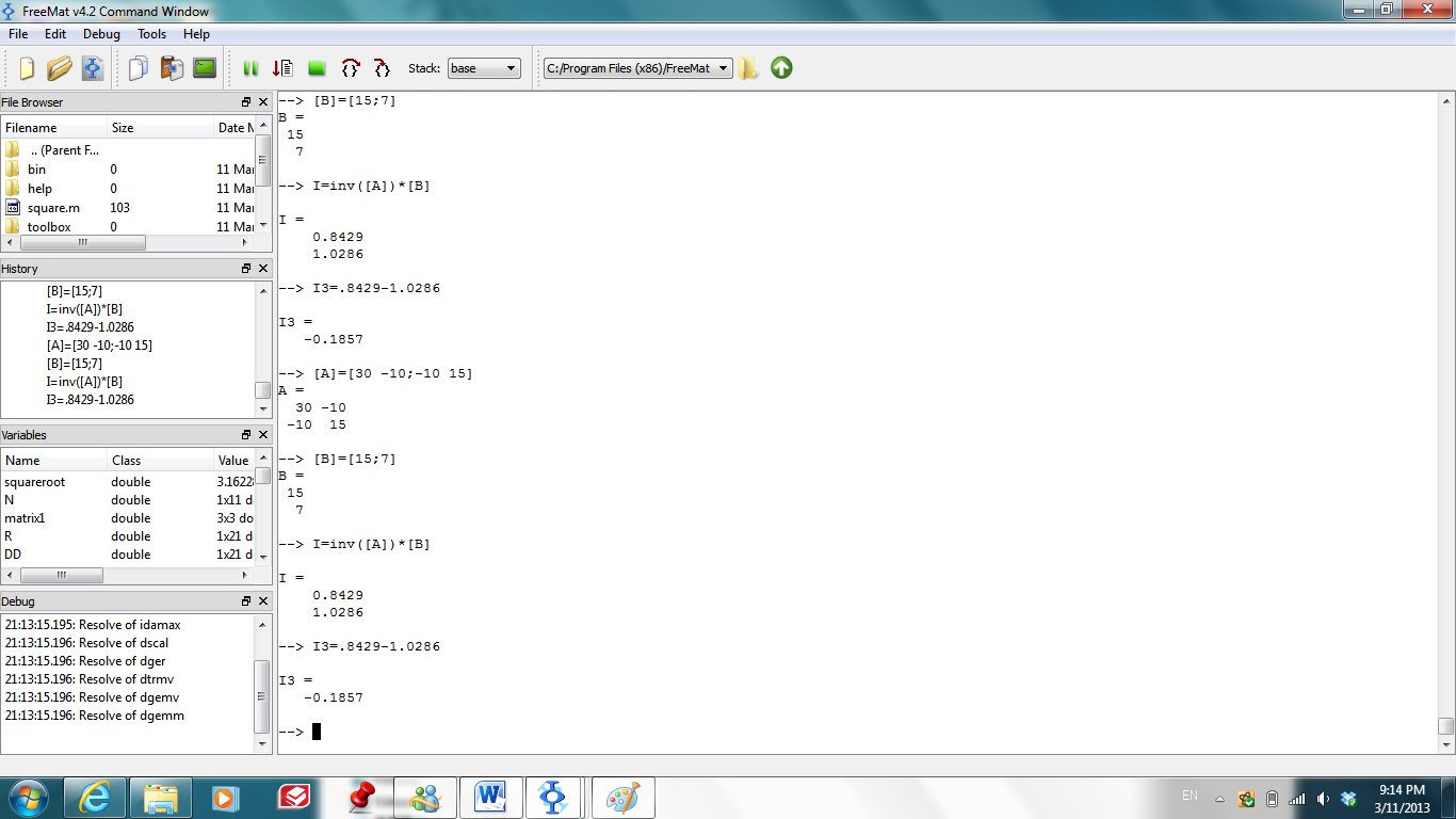 Engineering44 rkwok: Using FreeMat