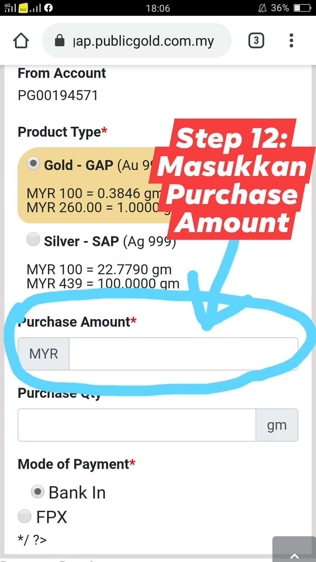 Cara Buka Akaun GAP Public Gold dan Cara Topup Emas di GAP.