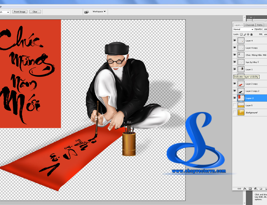 ông đồ vector ngày tết - shopvectorvn