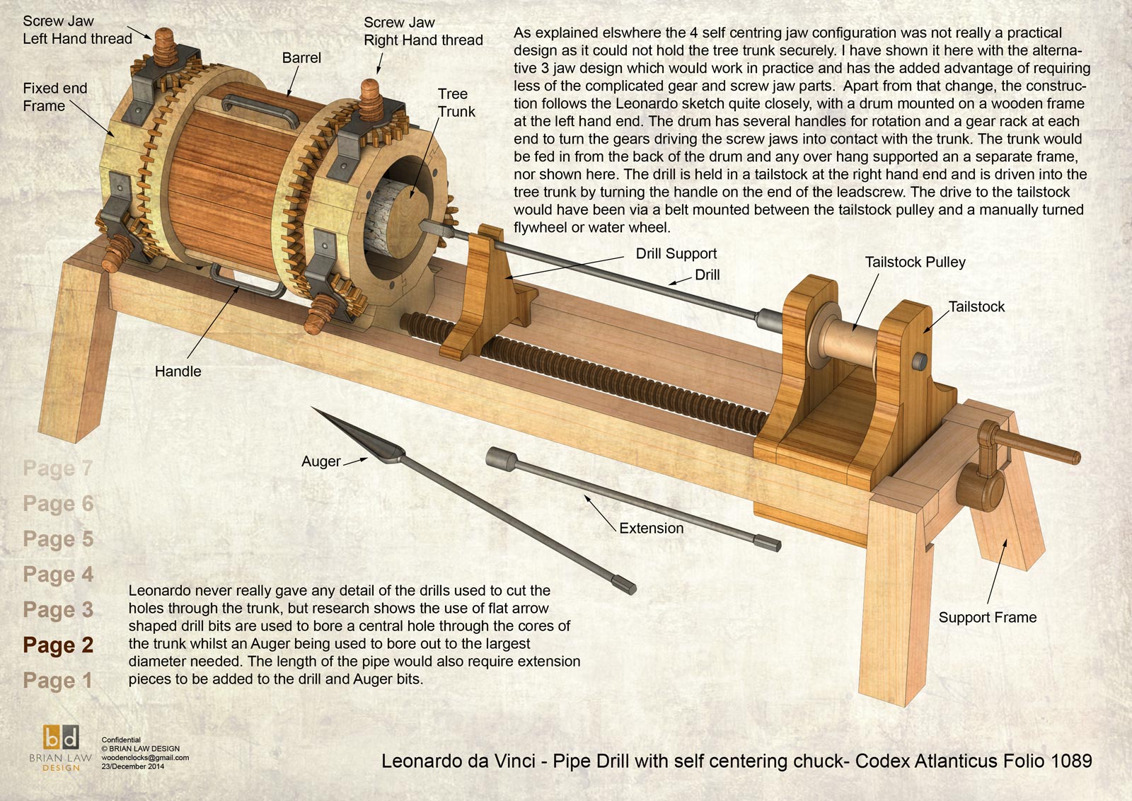 Drill with Self Centring Chuck - Codex Atlanticus Folio 1089 br