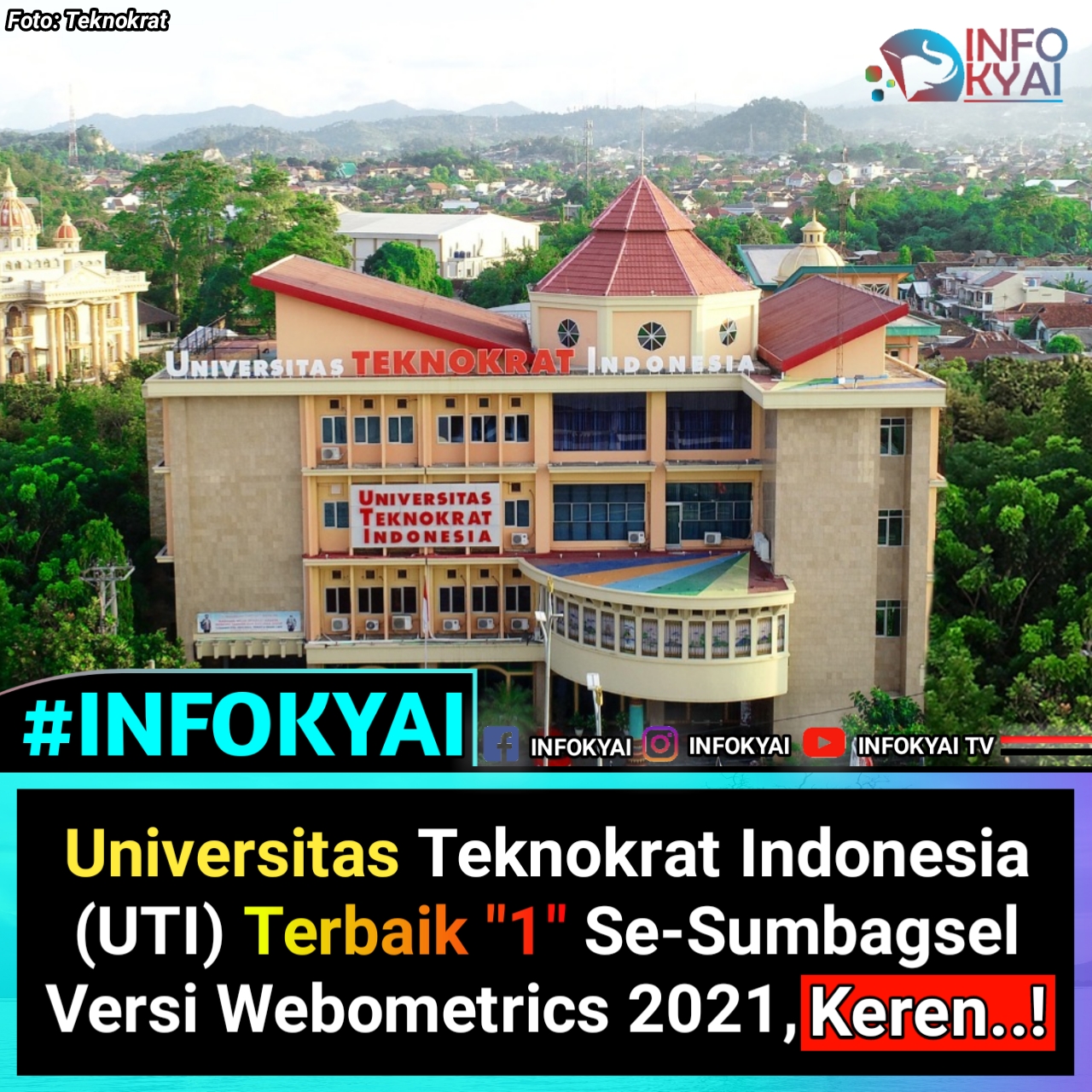 Universitas Teknokrat Indonesia (UTI) Terbaik "1" Se-Sumbagsel Versi Webometrics 2021, Keren..!