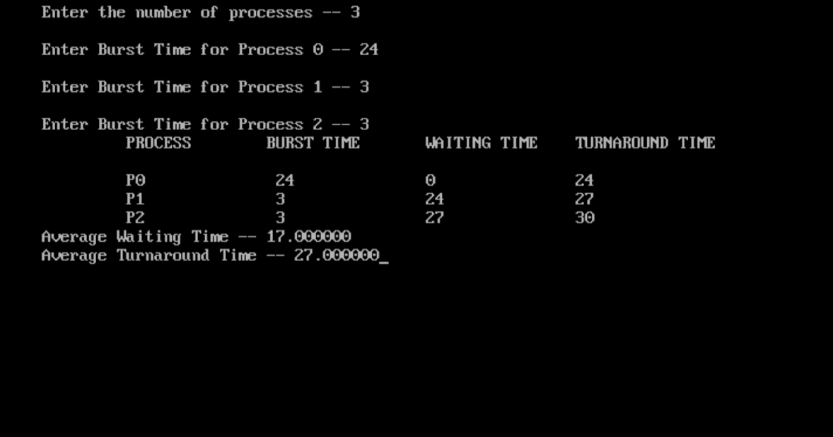 C Programs: FCFS CPU SCHEDULING ALGORITHM