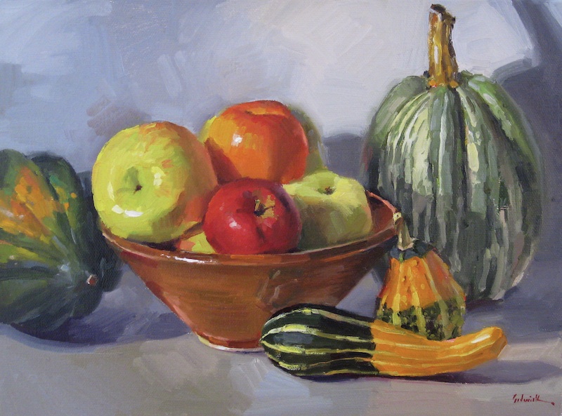 Sedwick Studio: "Autumn Apples" Fall fruit pumpkin squash still life ...