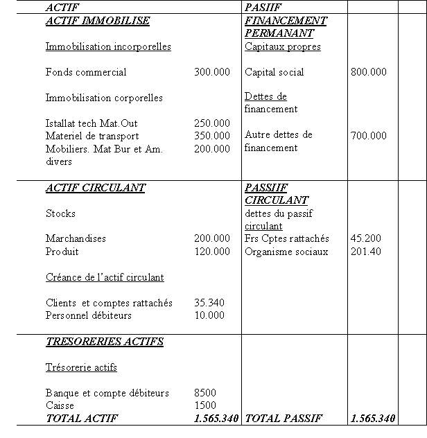 Exercice de comptabilité générale: Etablir le bilan final au 1/1/2011 ...