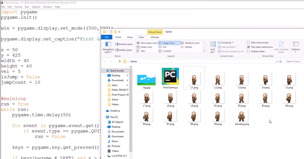 [Tech With Tim] Pygame Tutorial #3 - Character Animation & Sprites