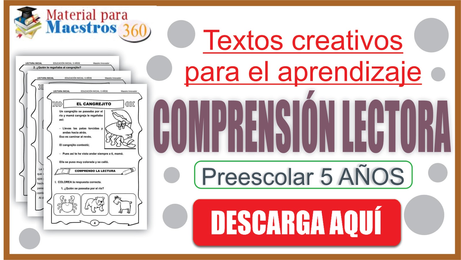 TEXTOS CREATIVOS PARA EL APRENDIZAJE DE LA COMPRENSIÓN LECTORA 5 AÑOS