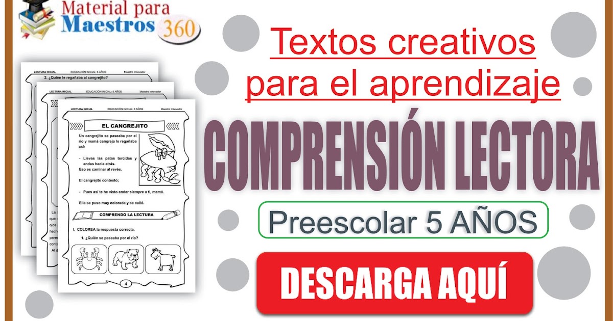 TEXTOS CREATIVOS PARA EL APRENDIZAJE DE LA COMPRENSIÓN LECTORA 5 AÑOS