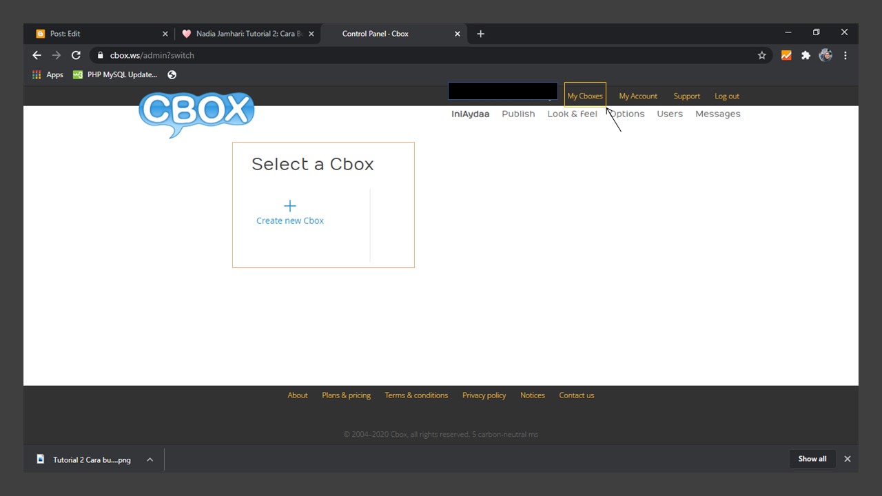 Tutorial 3: Cara Letak CBOX di Blog