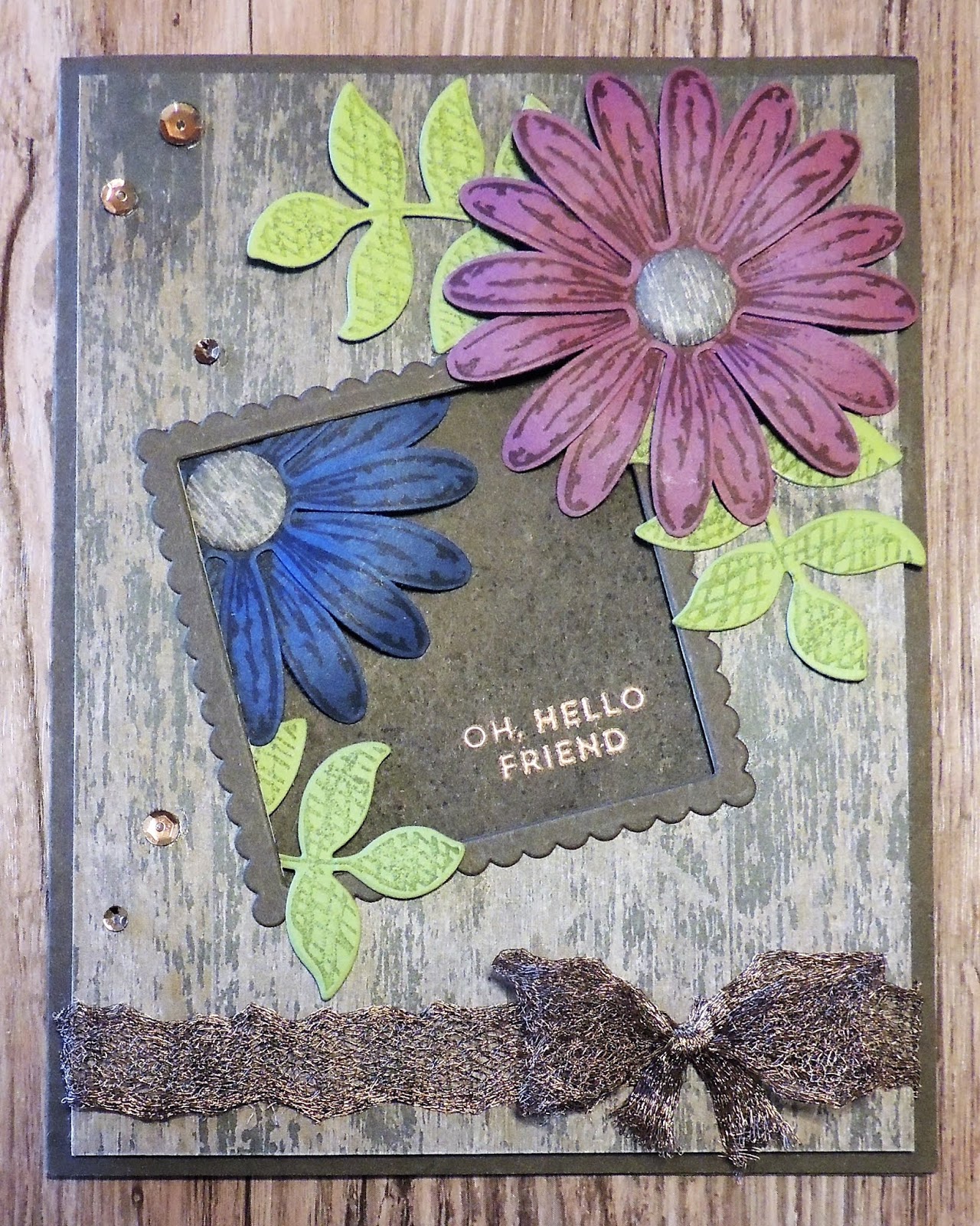 Stamping Heart2Art: Stampin' Up! Daisy Delight and Wood Textures DSP
