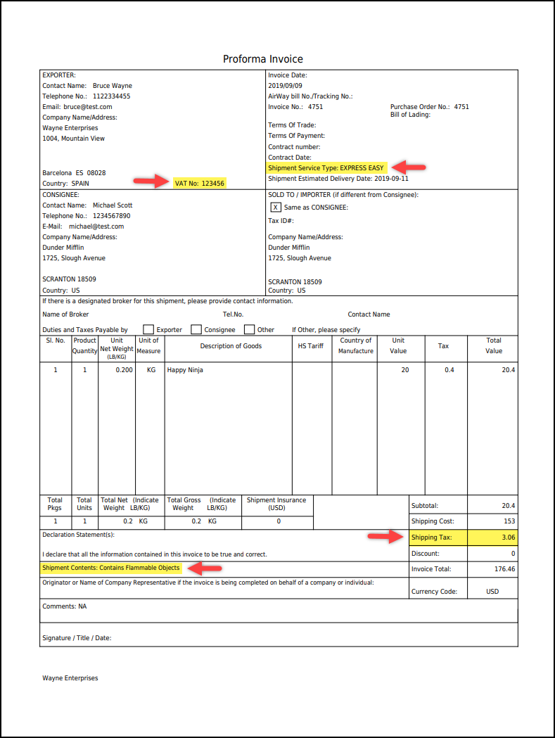 Dhl Proforma Invoice Pdf - Invoice Template