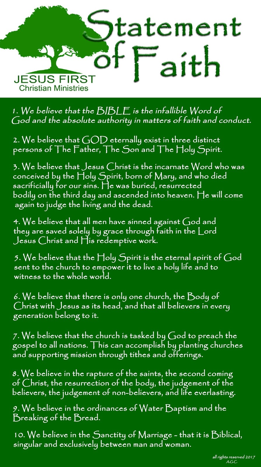 JFCM Abu Dhabi Music Ministry: JFCM Statement of Faith