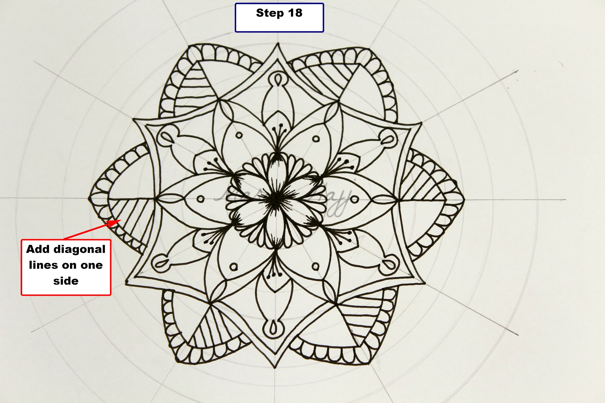 Mandala Art/ Illustrated easy step by step drawing/ Creative Mandala #2