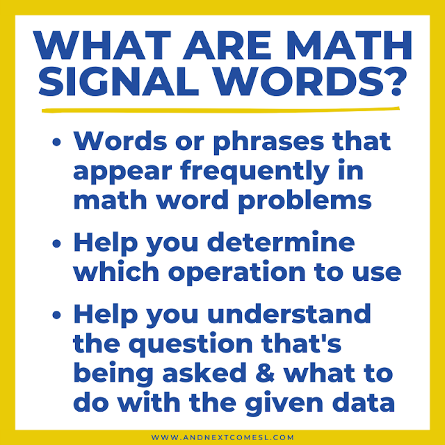 Math Signal Words That Will Improve Comprehension of Word Problems ...