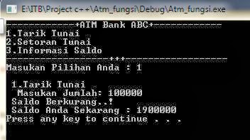 Aplikasi Menu ATM Sederhana Menggunakan FUNGSI pada Bahasa C (Visual ...