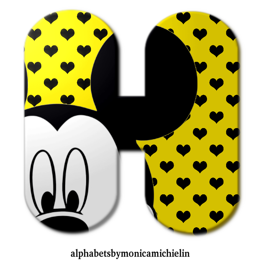 M. Michielin Alphabets: YELLOW FACE MICKEY HEARTS TEXTURE ALPHABET ...
