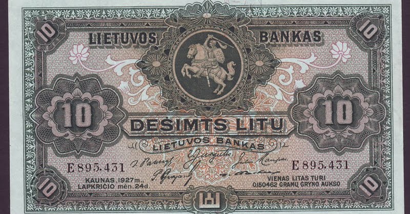 Lithuania Currency 10 Litu banknote 1927|World Banknotes & Coins ...