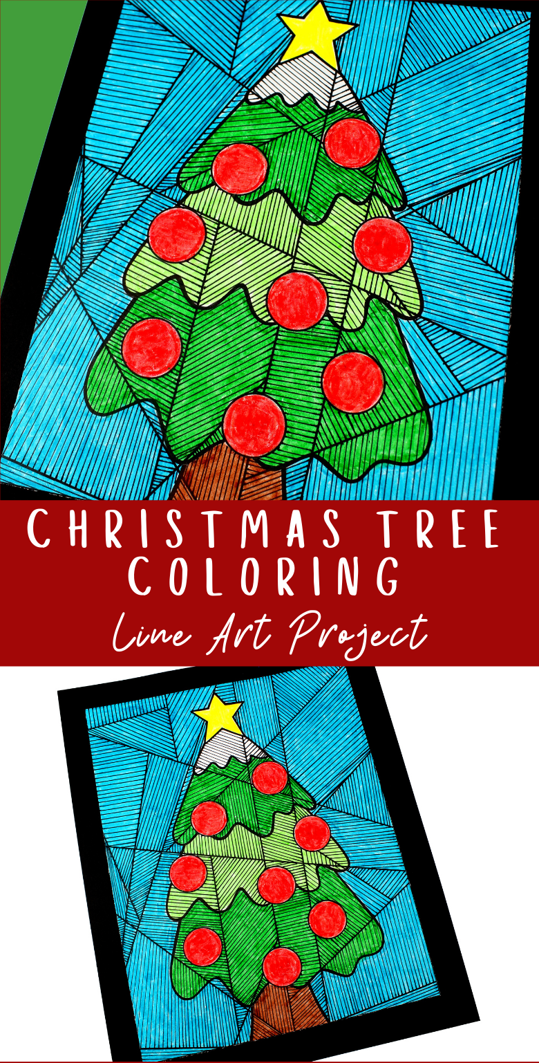 Christmas Tree Coloring Page - Line Art Project - Messy Little Monster