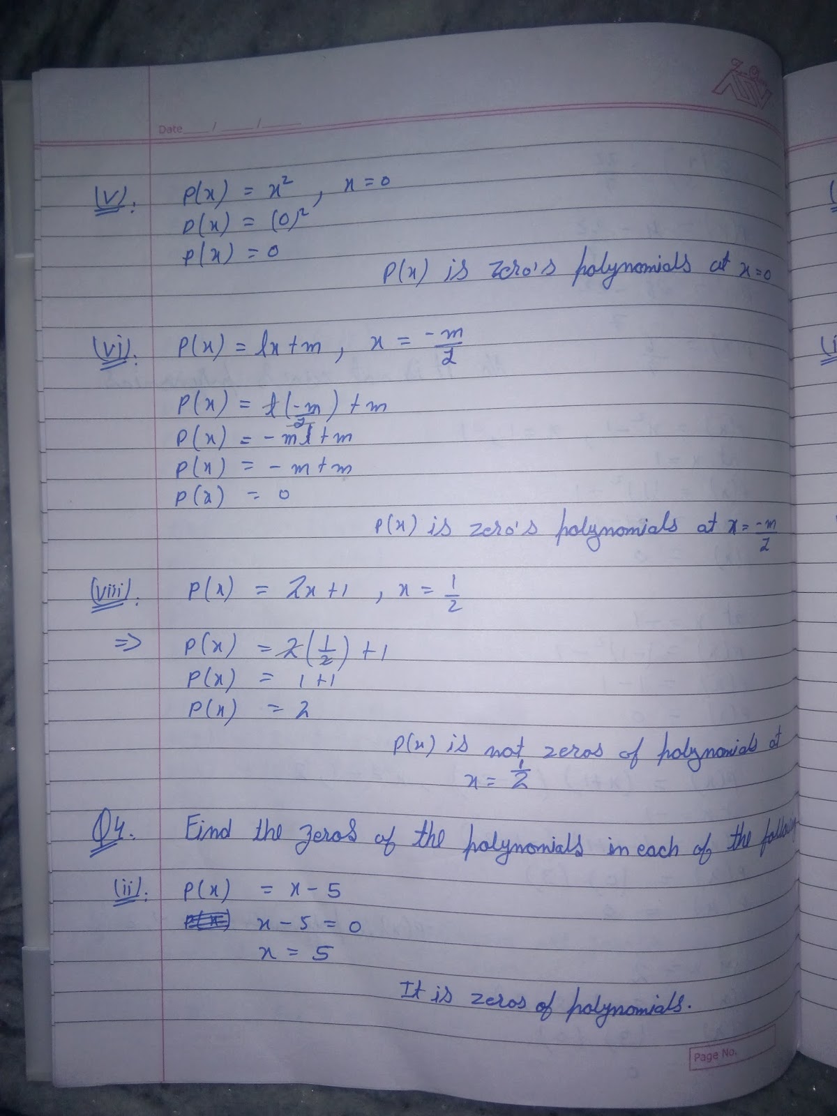 Equation with answer: Class 9th Maths chapter 2 polynomials exercise 2.2