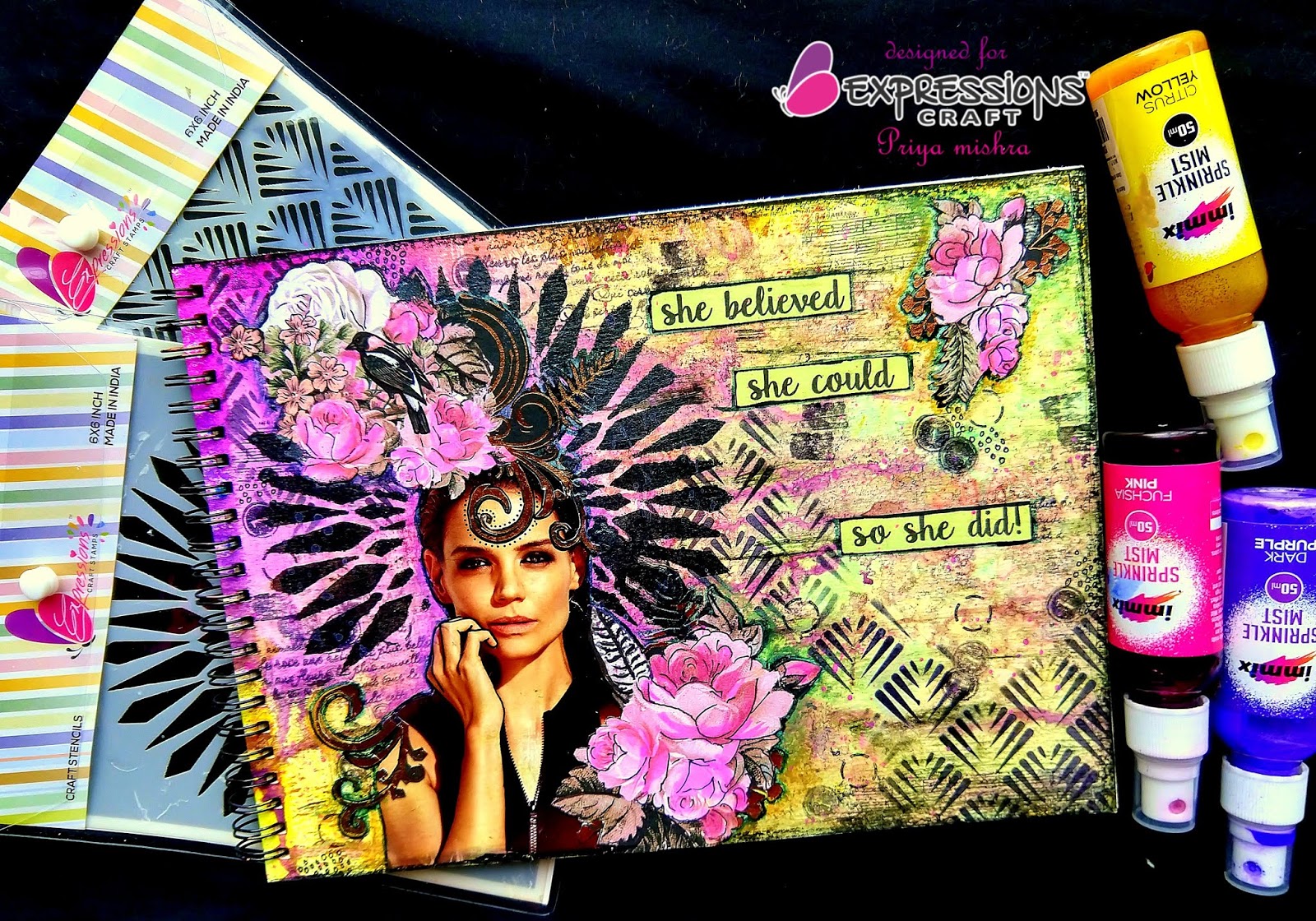 Expressions Craft: Art Journal Using Expressions Craft Stencils