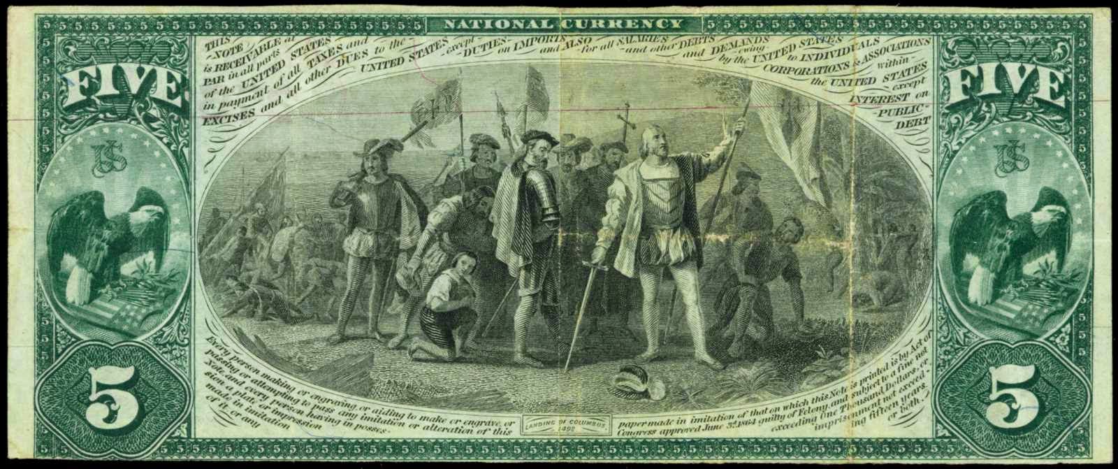 1875 Five Dollar National Bank Note The First National Bank Of Miles