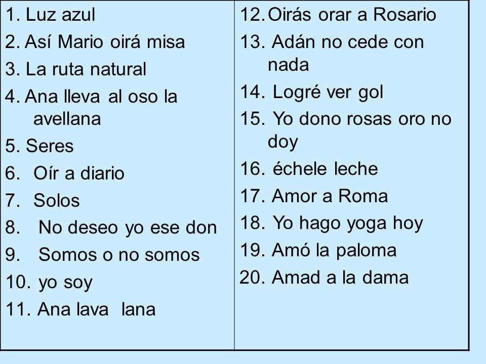 MUNDOHISPANICO2 : PALÍNDROMOS - JUEGO LITERARIO