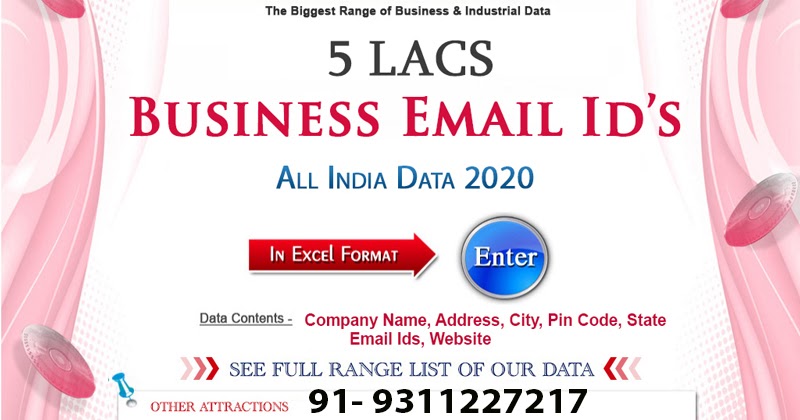 Bulk Email Id List, Email id Directory, Indian Companies Email Database