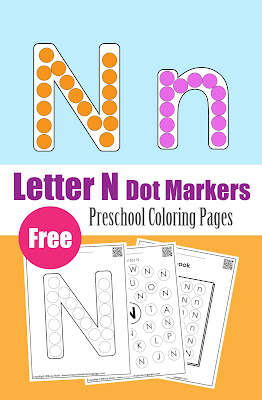Letter N "10 free Dot Markers coloring pages"