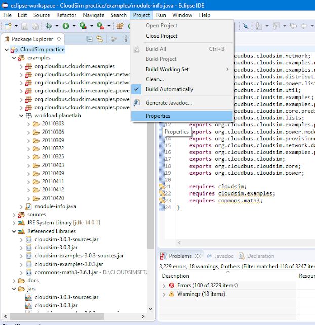 Facing Error While Setting Up Of Cloudsim Simulation Toolkit