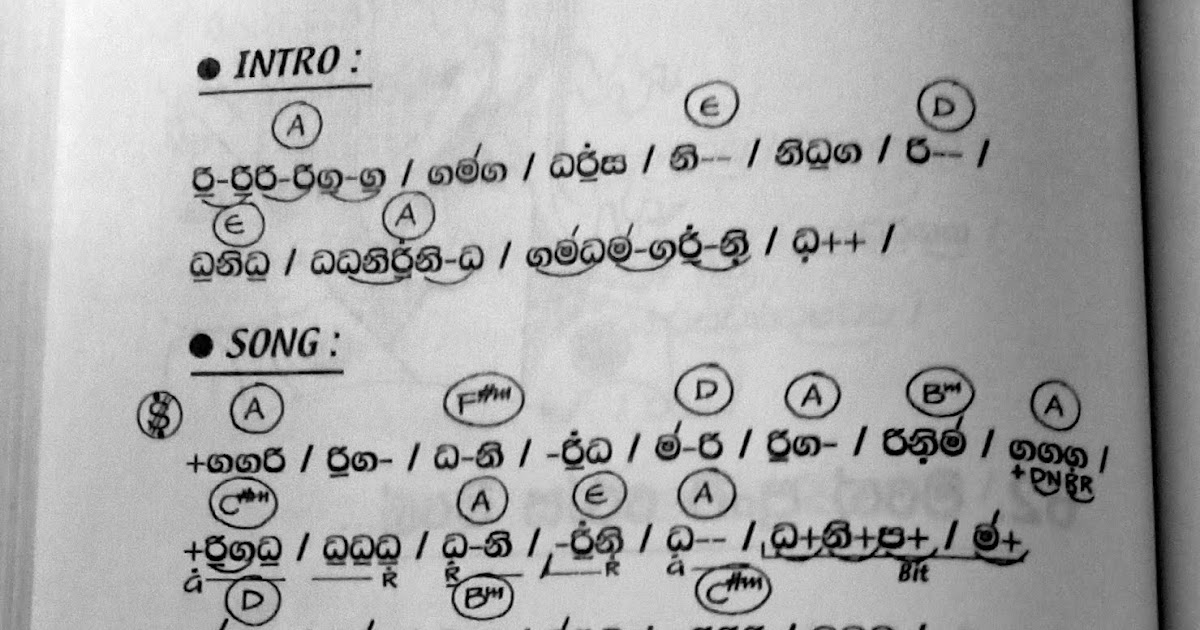 Sinhala Notation , Sinhala Piano Notes , Sinhala Keyboard Notations