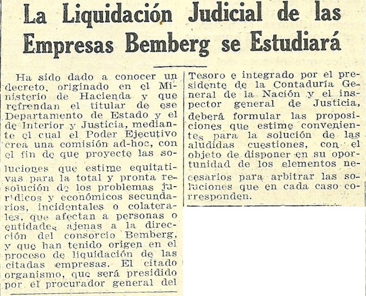 EL QUILMERO: SOLICITADA DE OTTO E. Y FEDERICO O. BEMBERG 13/7/1944