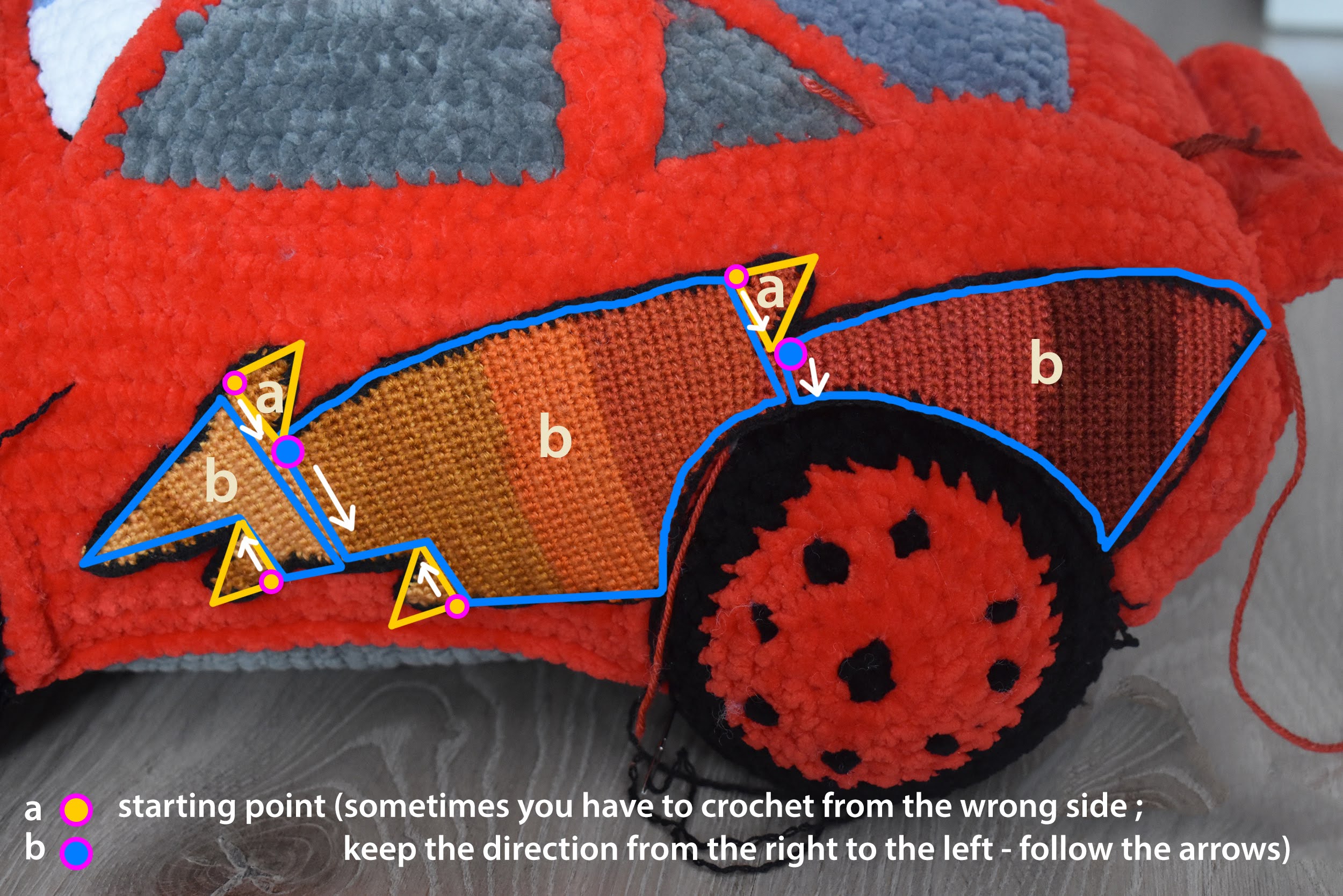 Lightning McQueen (CARS inspired) FREE PATTERN part 2