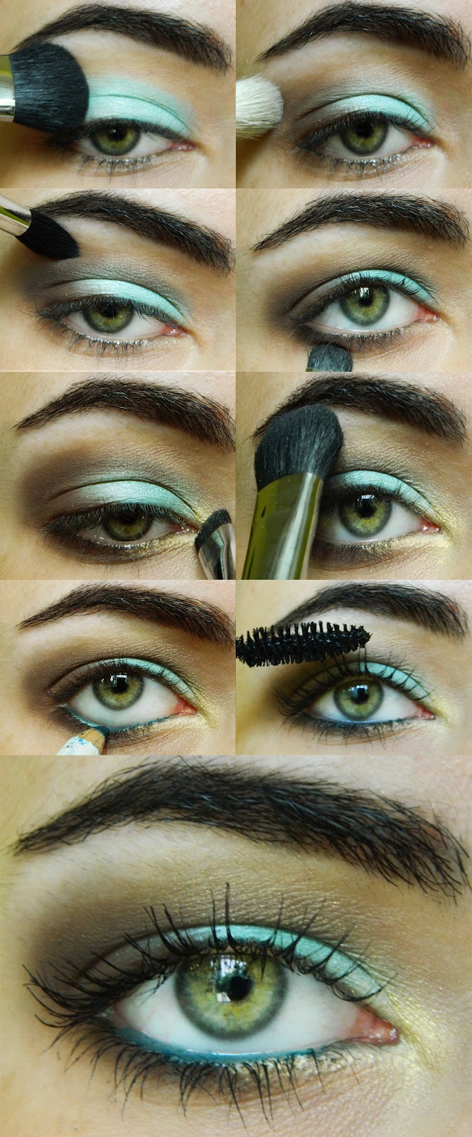 Makeup and Art Freak: Pictures Tutorial: Teal, Brown and Gold Makeup Look
