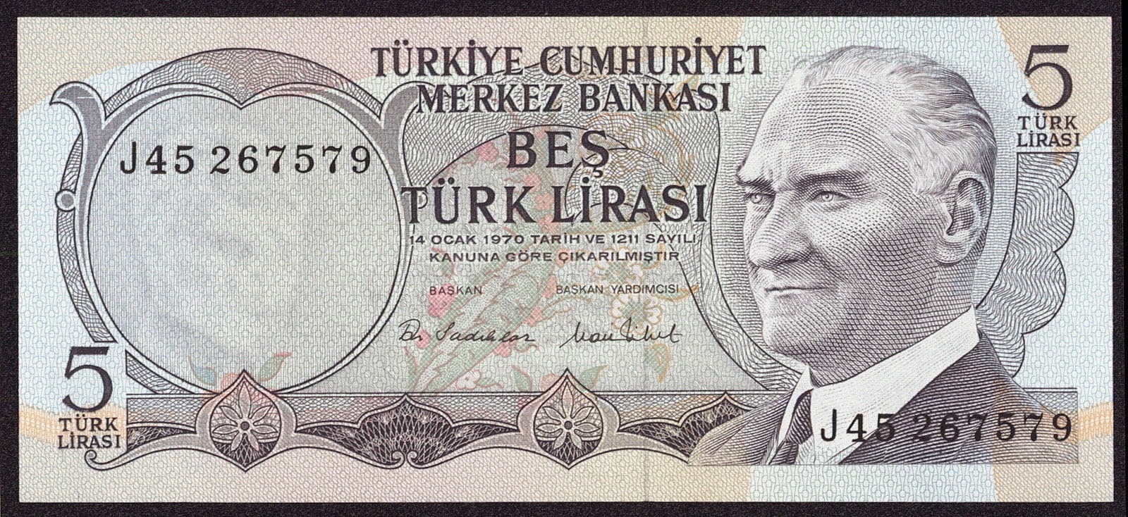 Turkey 5 Lirasi Banknote 1970 World Banknotes Coins Pictures Old