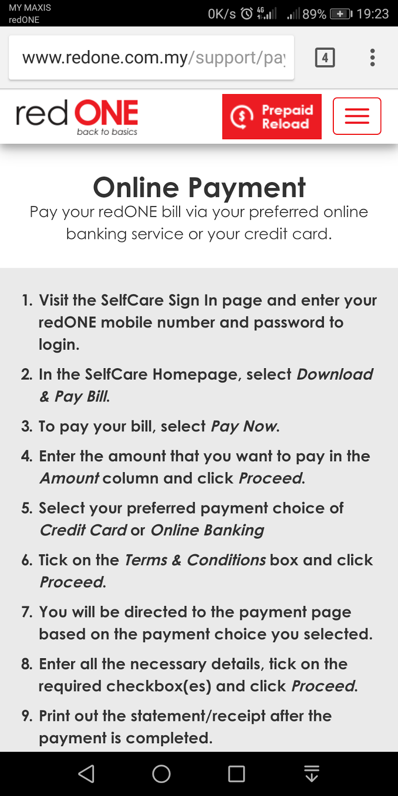 Pay your redONE bill via SelfCare ~ redONE Sales Advisor