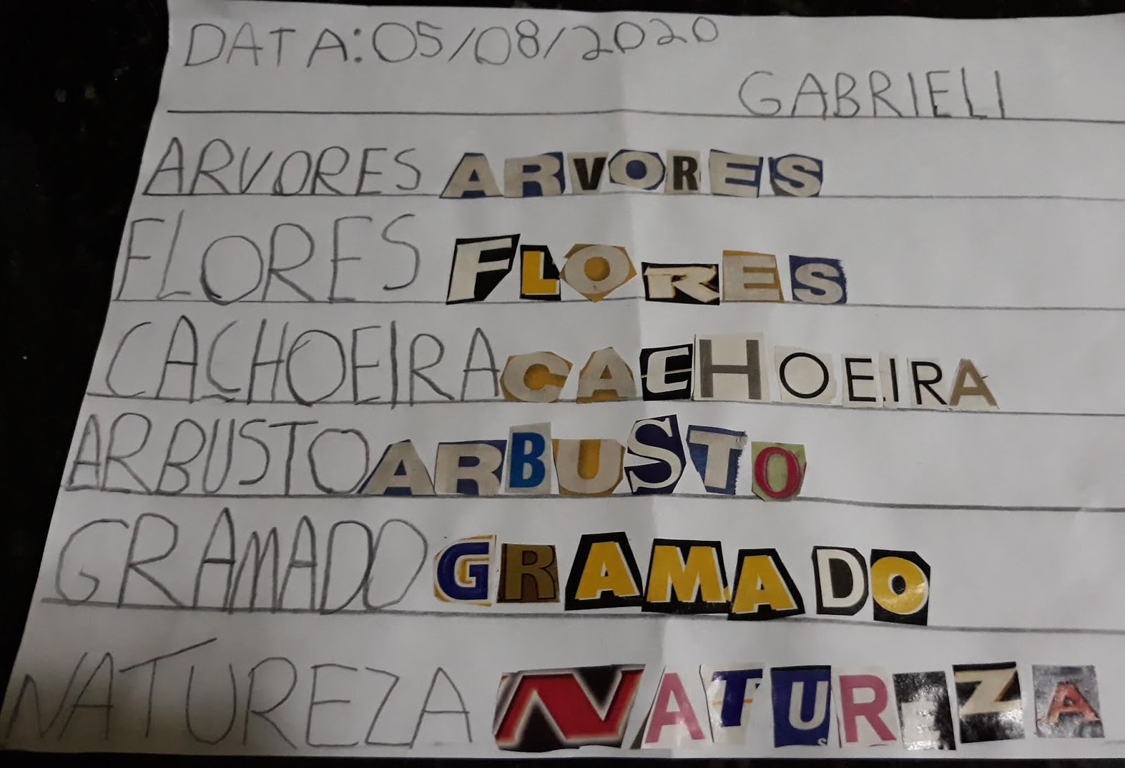 BRINCAR E APRENDER: AULA VIRTUAL - COLAGEM DE LETRAS