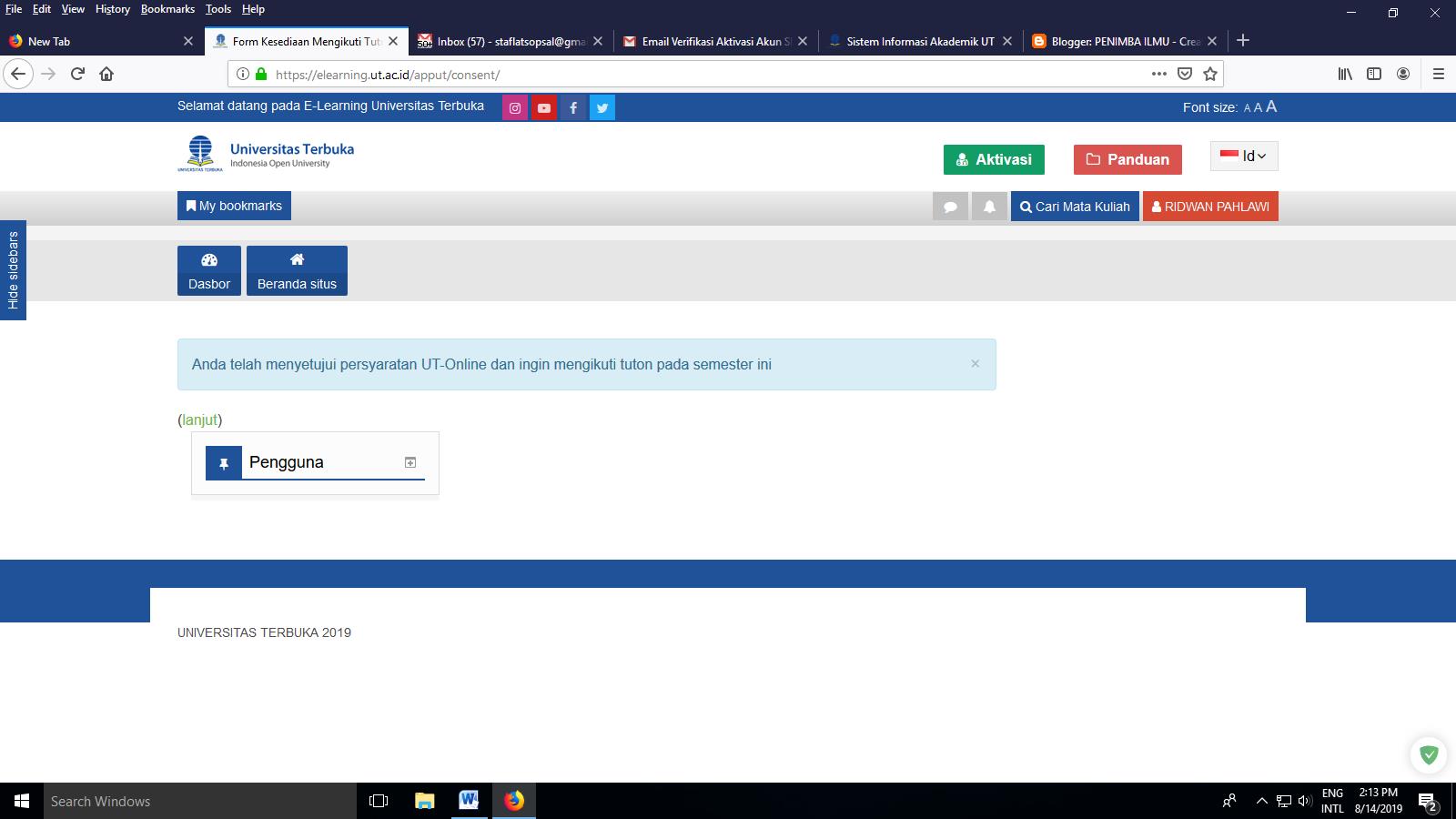 9 Tahap Aktivasi Tuton Universitas Terbuka ~ PENIMBA ILMU