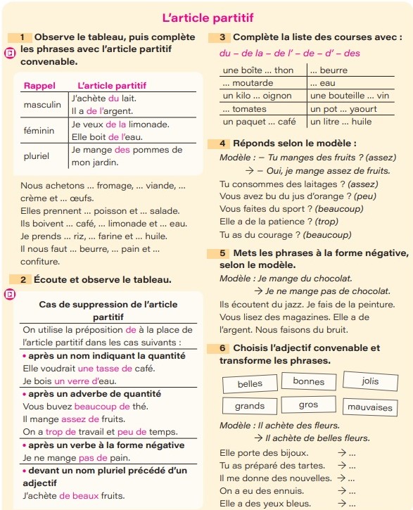 Le français utile: LʼArticle partitif (Booklet, VIIIe classe, Unité 7 ...