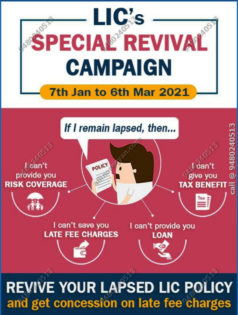 LIC POLICY SPECIAL REVIVAL CAMPAIGN - 7th January 2021 To 6th March ...