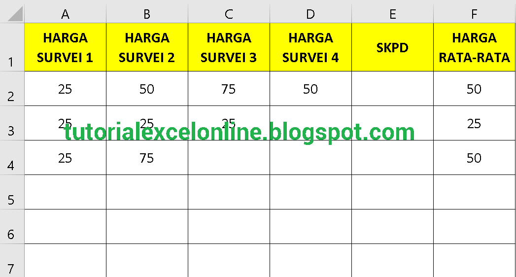Cara Menghitung Rata-Rata Otomatis Sesuai Jumlah Kolom yang Terisi Data ...